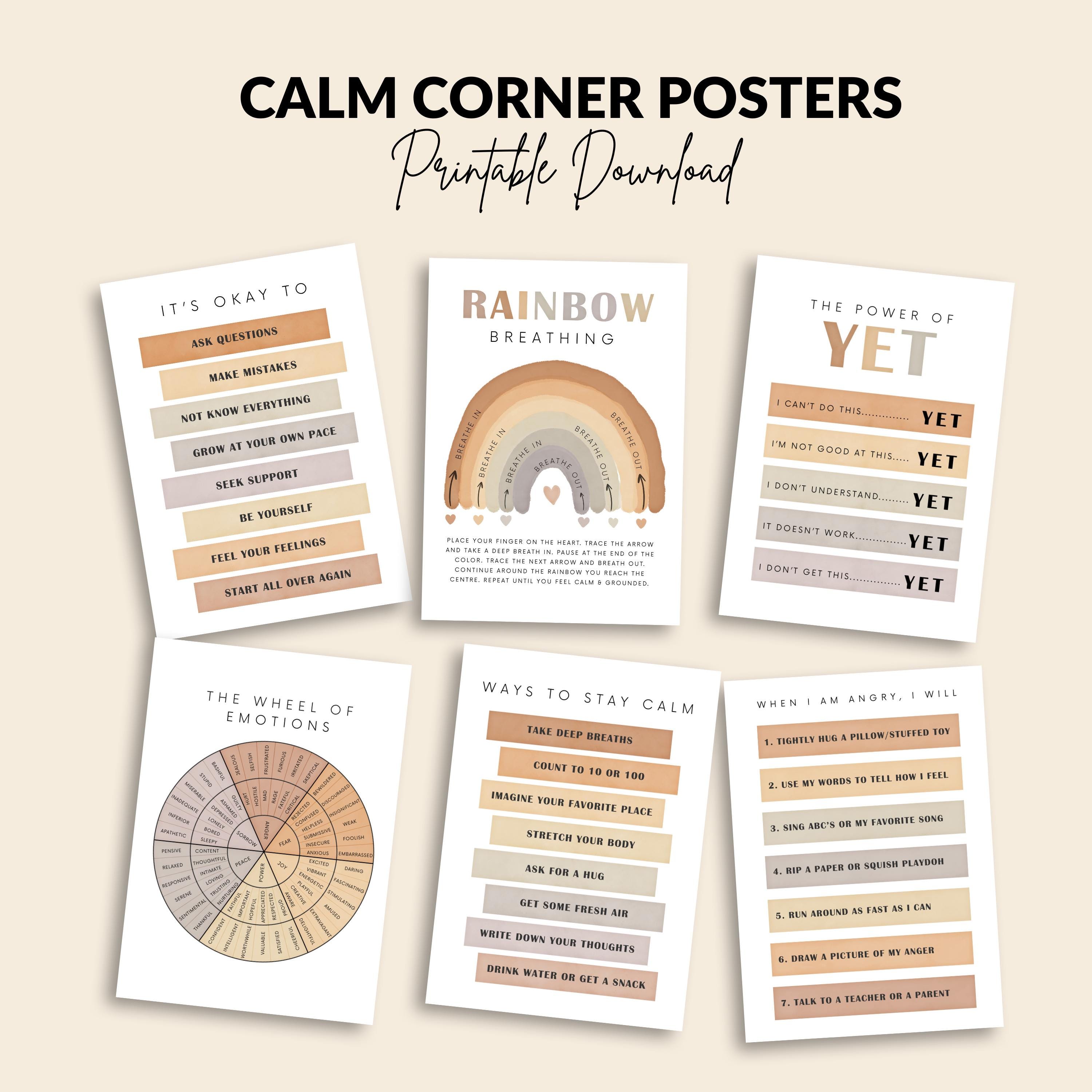 Calm Corner Poster Set of 6, Therapy Printable Wall Art for Kids in ...