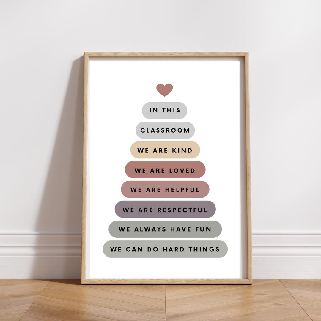 Boho Classroom Rules Poster: Kind, Loved, Respectful (digital Download ...