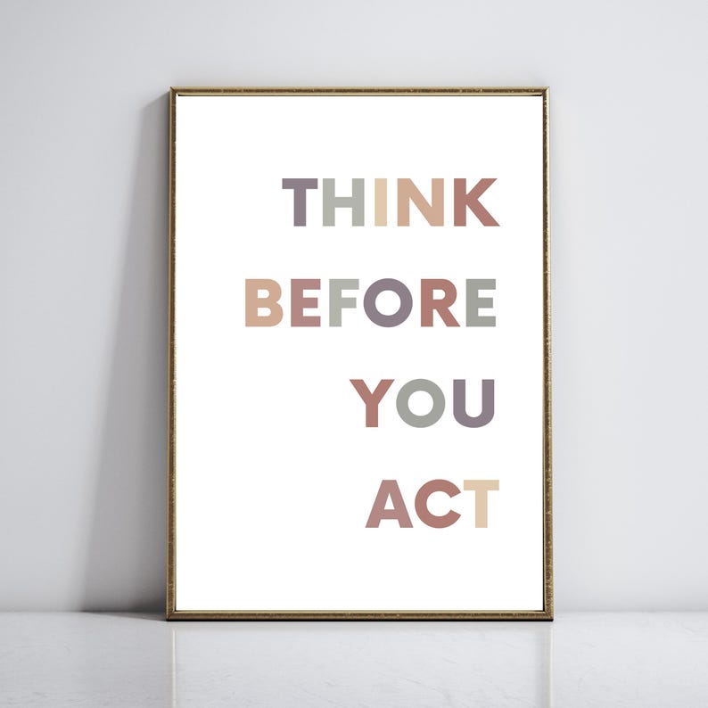 Think Before You Act Poster: Montessori Classroom Decor (digital ...