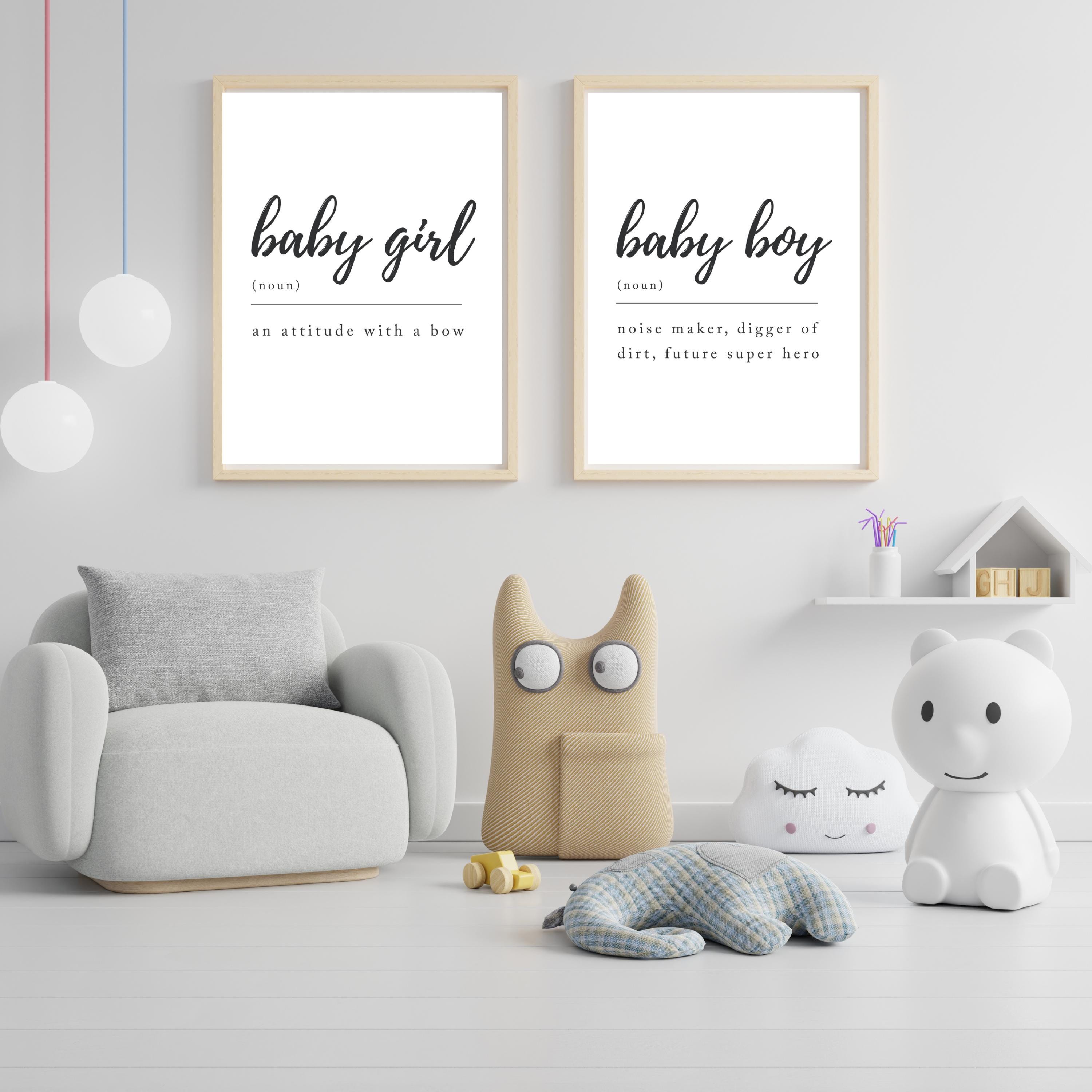 Definition Set of 3 Baby Girl, Baby Boy and Twins Poster, Nursery Wall ...