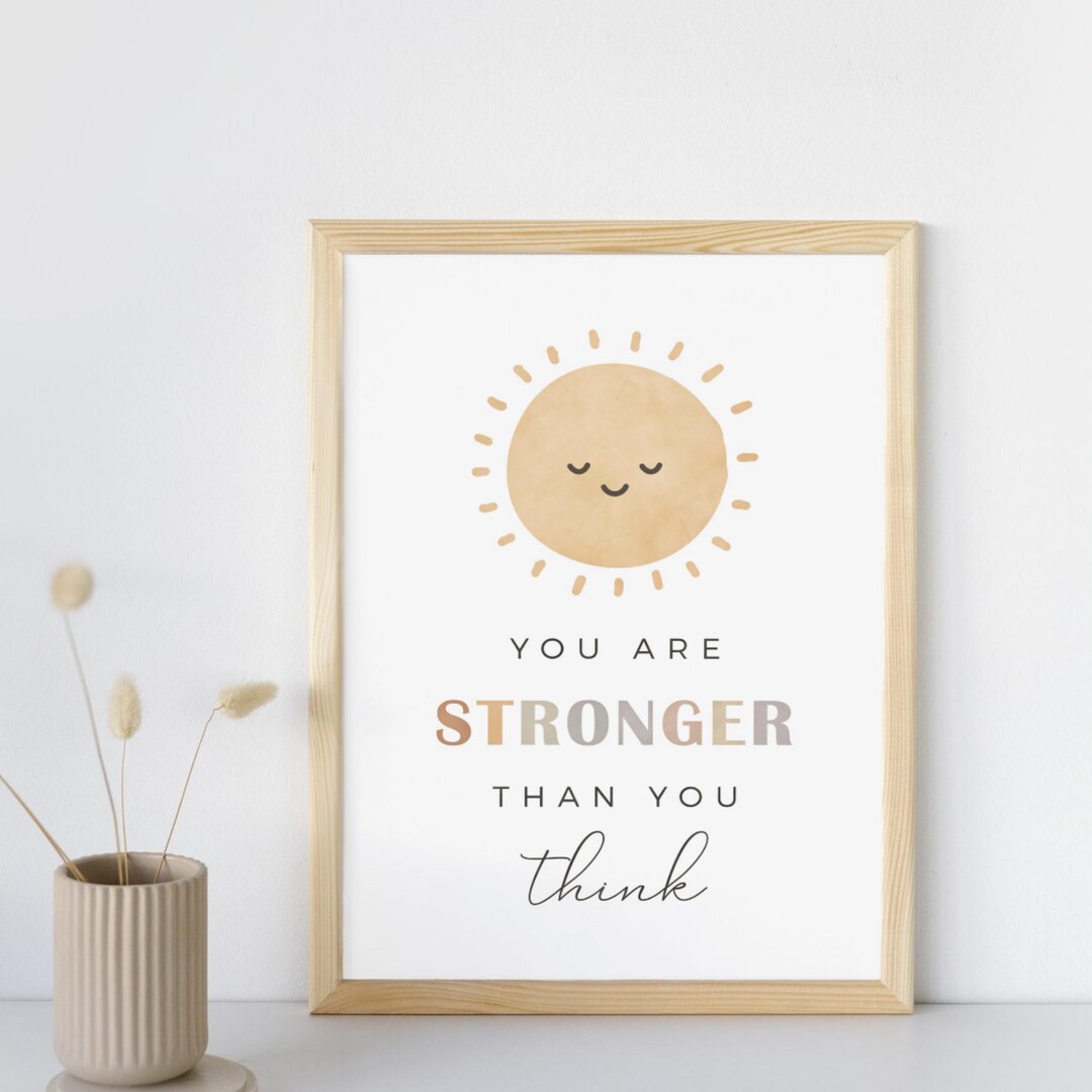 You Are Stronger Than You Think Daily Reminder Wall Art, Boho Sun ...