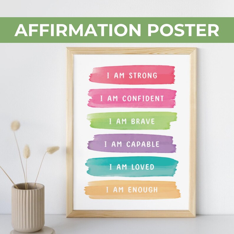 Kids Affirmation Poster: Uplifting Mental Health Art (digital Download ...