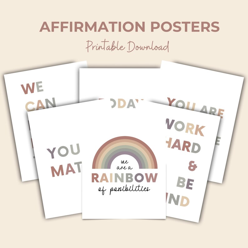 Daily Affirmation Posters for Kids Set of 6 Printable Digital Download ...