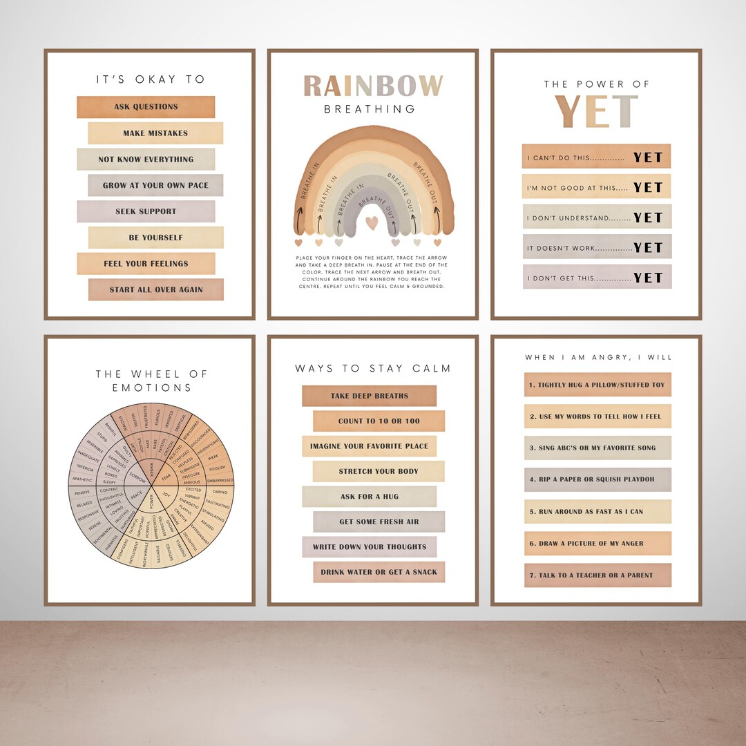 Calm Corner Poster Set of 6, Therapy Printable Wall Art for Kids in ...