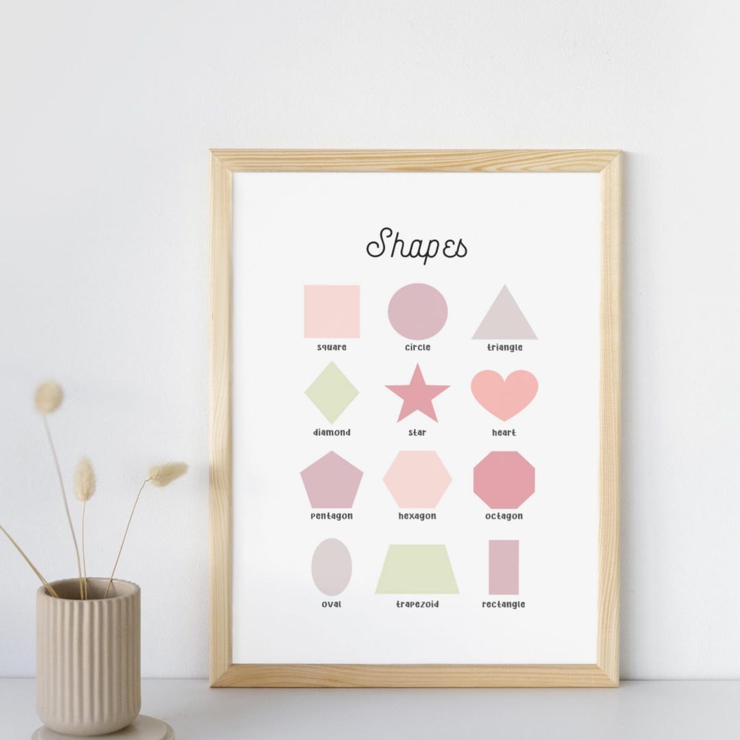 Shapes Poster, Boho Classroom Decor, Geometric Shapes Print ...