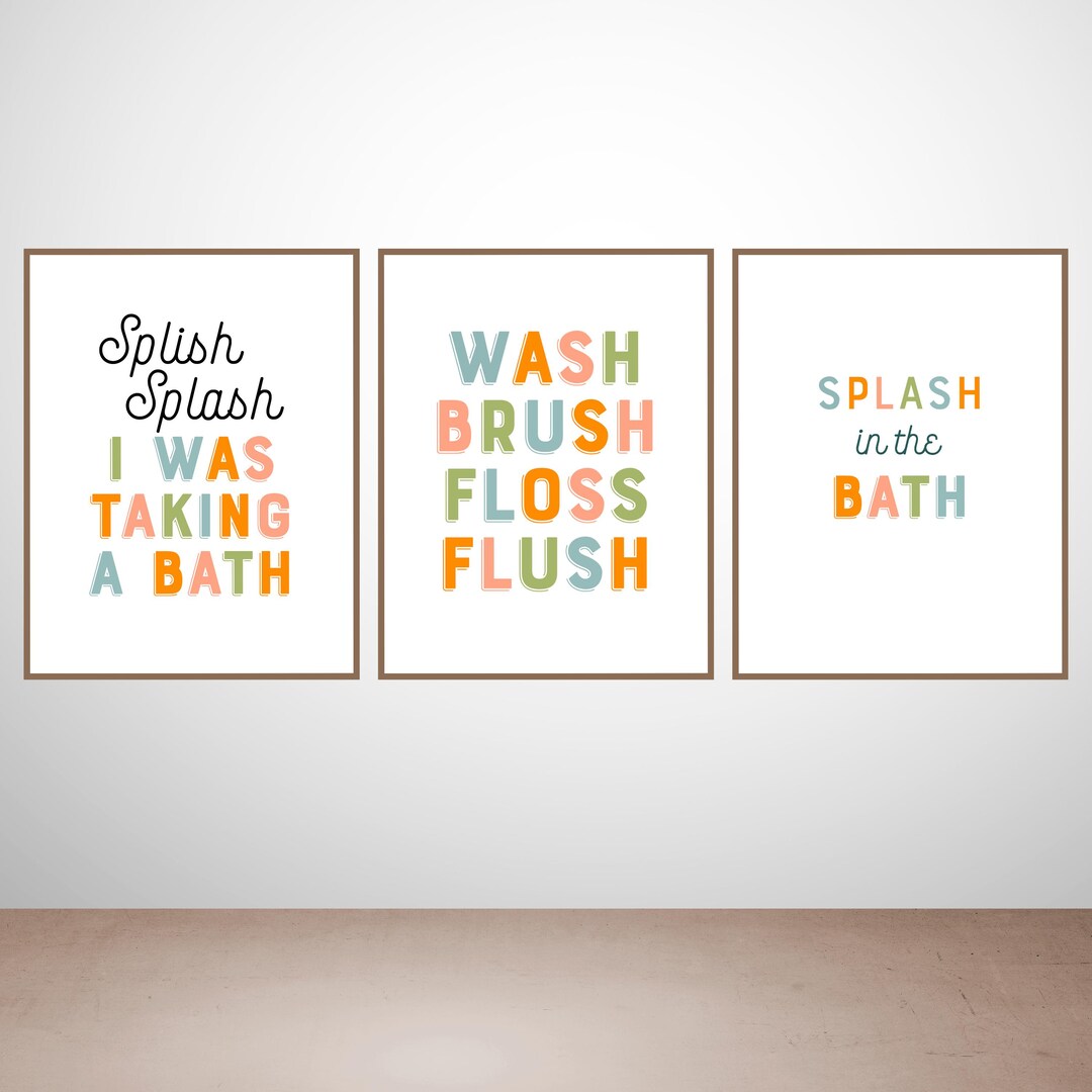 Bathroom Rules Poster Set: Fun Kids Printable Wall Art (digital ...