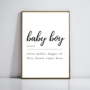 Baby Boy Definition Print, Funny Wall Art for Nursery, Noise Maker ...