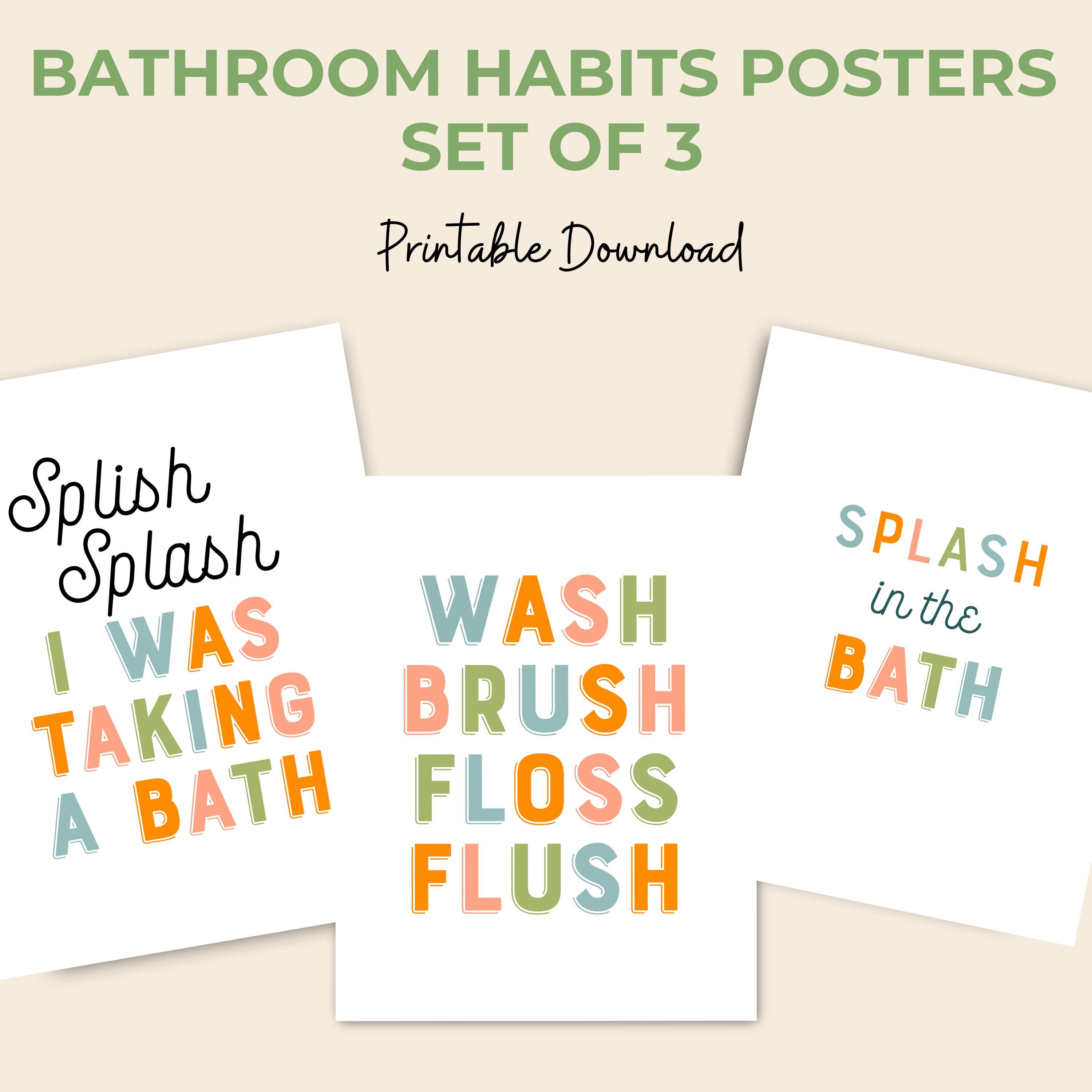 Bathroom Rules Poster Set: Fun Kids Printable Wall Art (digital ...