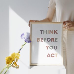 Think Before You Act Poster: Montessori Classroom Decor (digital ...