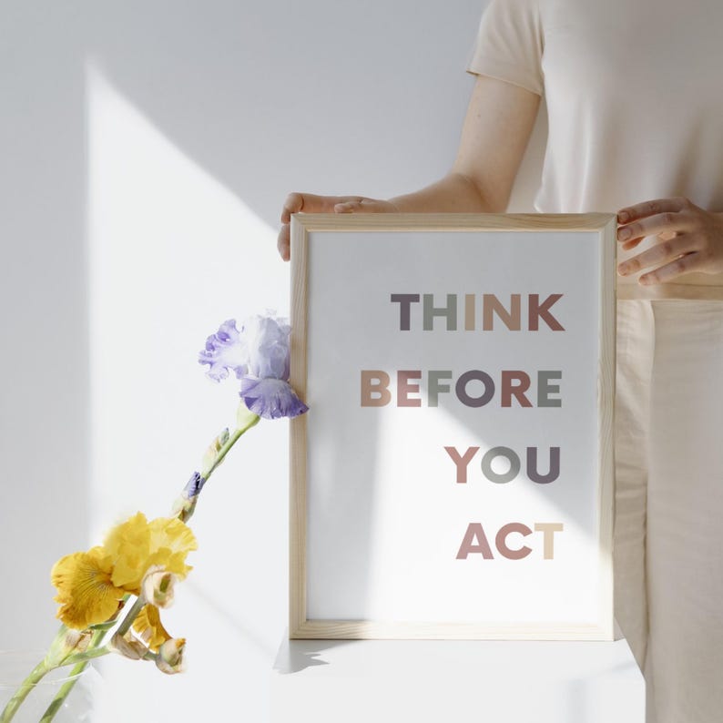 Think Before You Act Poster: Montessori Classroom Decor (digital ...