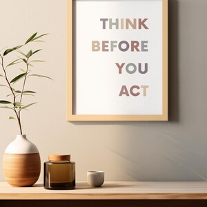Think Before You Act Poster: Montessori Classroom Decor (digital ...