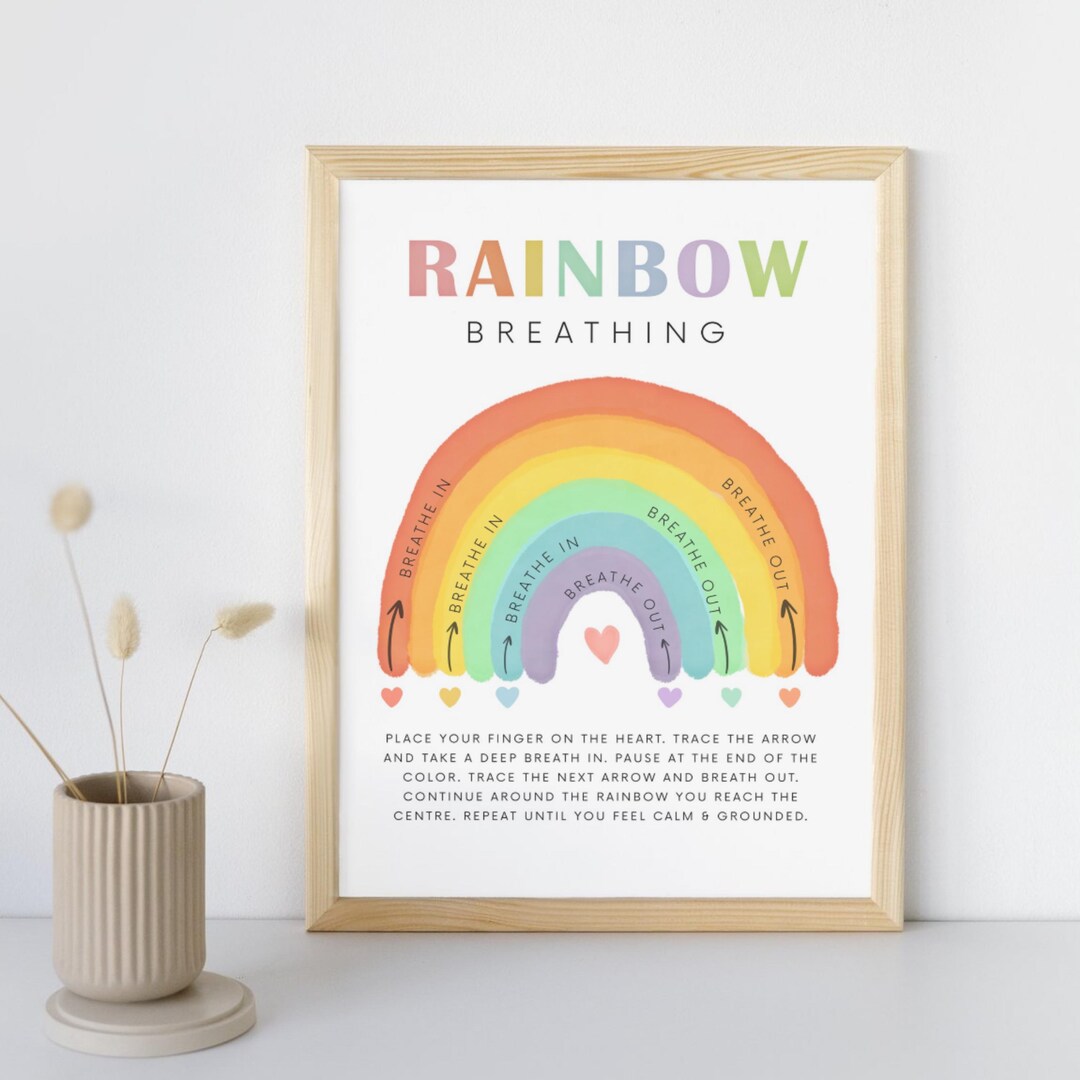 Calm Corner Rainbow Breathing Poster, Classroom Decor, Kidsroom Wall ...