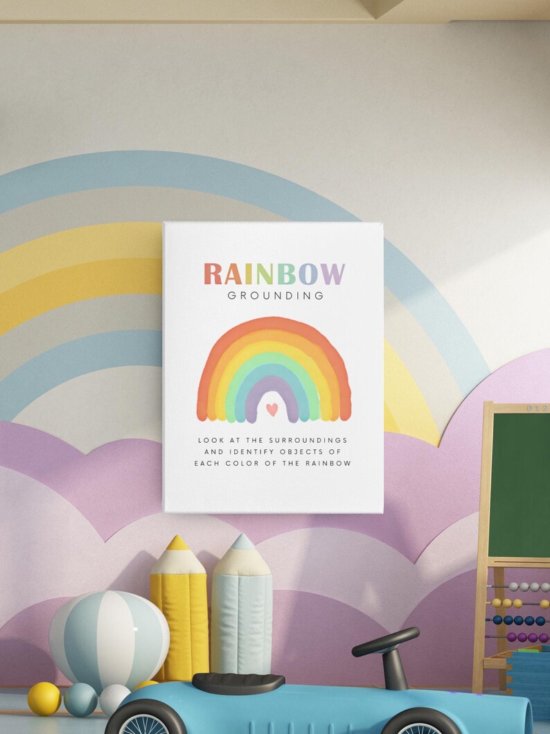 Rainbow Grounding Technique Poster, Mental Health Printable for Calm ...