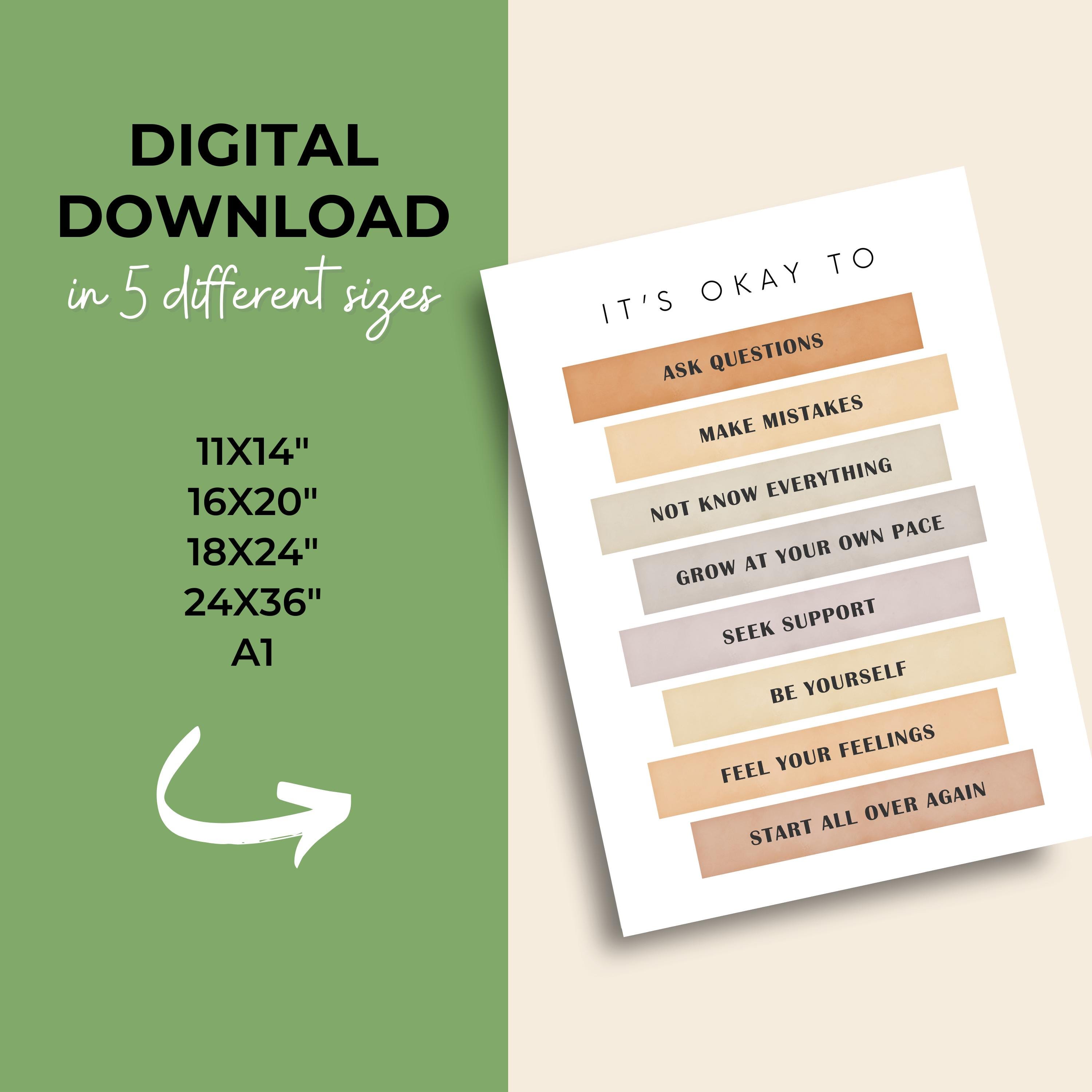 Calm Corner Poster It's Okay to Positive Affirmation Wall Art, Self ...