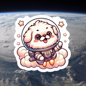 Astronaut Dog Sticker | Clear Background With Holographic Laminate ...