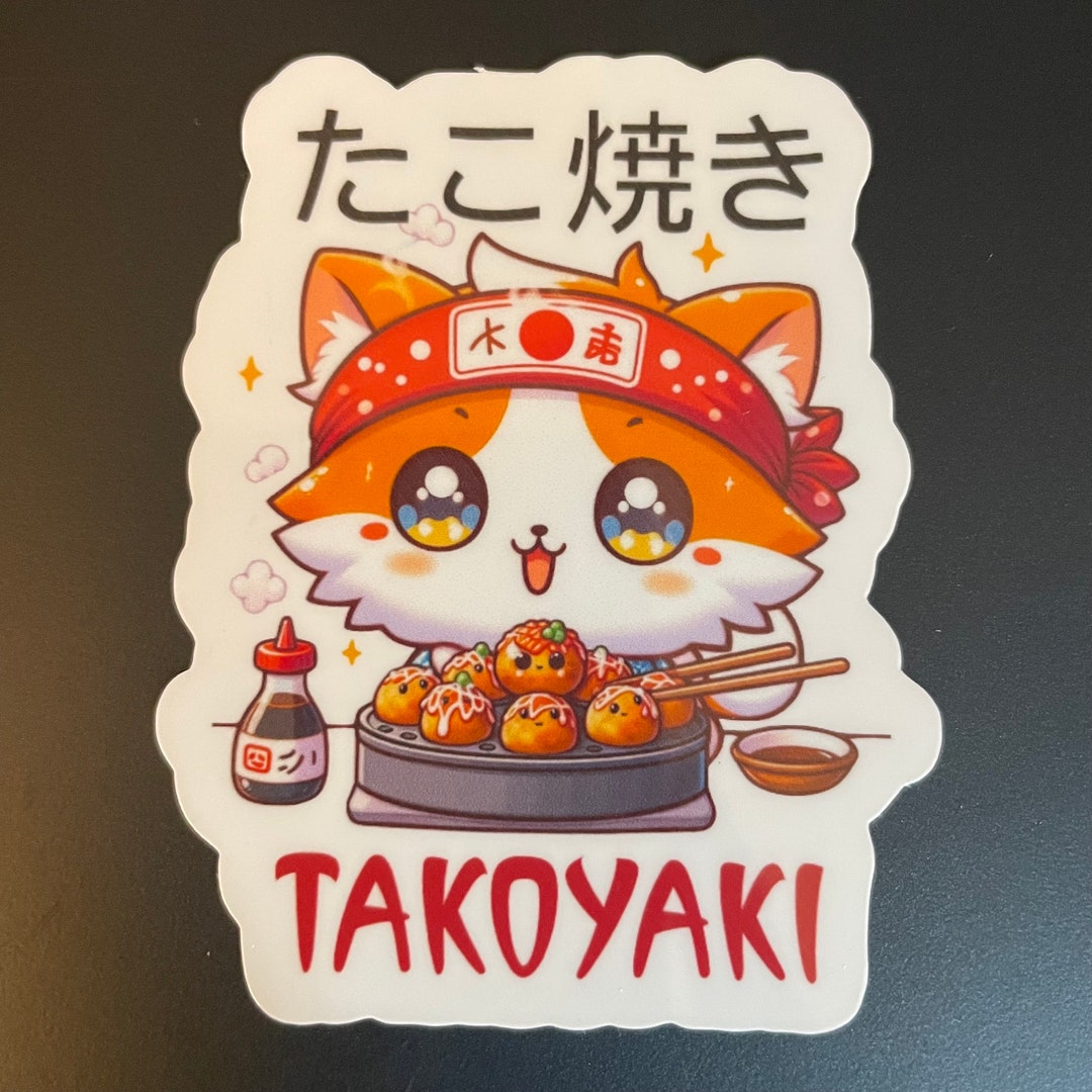 Orange Cat Takoyaki Sticker Japanese - Etsy