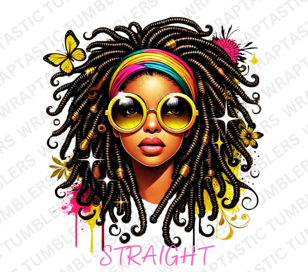 Lady With Locs Floral Afro Locs Messy Bun Png, Dreadlocks Png Black ...