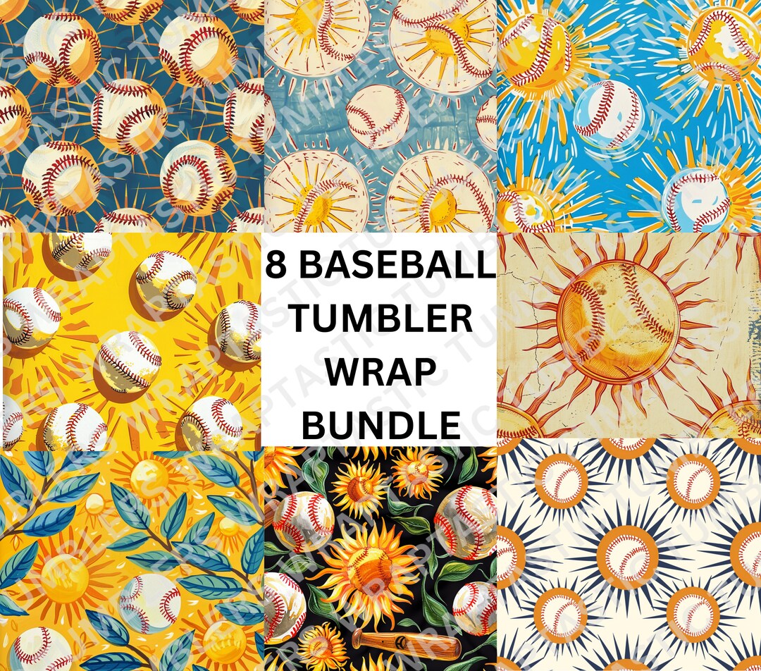 Baseball Bundle Tumbler Wraps - Distressed Baseball, 8 Baseball Tumbler ...