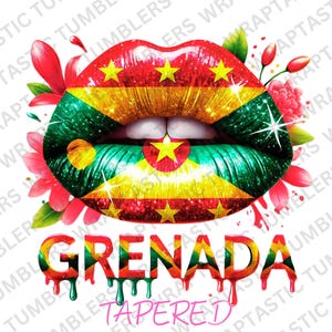 Grenada Flag Lips Png: Sublimation Design Tumbler Wrap (digital ...