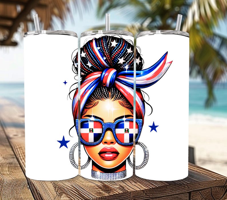 Dominican Tumbler Messy Bun Braid 20oz Tumbler Wrap Svg Dominicana ...