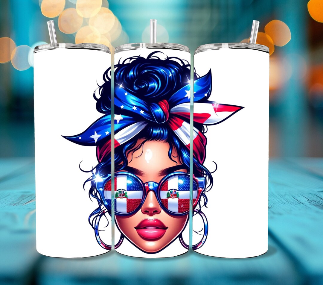 Dominican Png Messy Bun 20oz Tumbler Wrap Svg DR Flag Dominicana ...