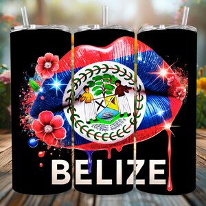 Belize Lips Png Belizean Flag Latina Woman Png 20oz Tumbler Wrap Afro Messy Bun Png Latina Girl ...