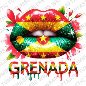 Grenada Flag Lips Png: Sublimation Design Tumbler Wrap (digital ...
