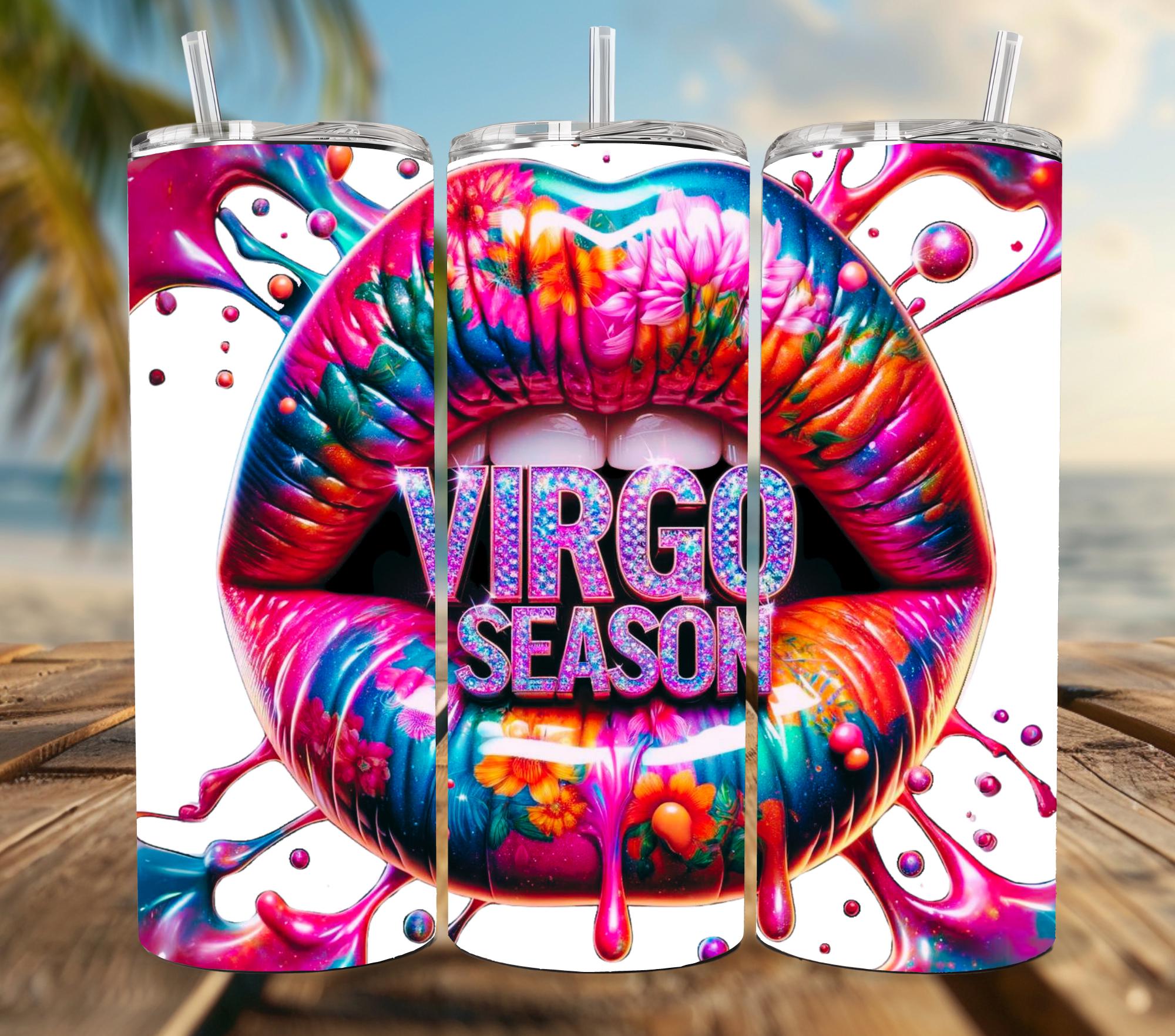 Virgo Season Png Cosmic Lips Tumbler Wrap Zodiac Sign 20oz Skinny ...