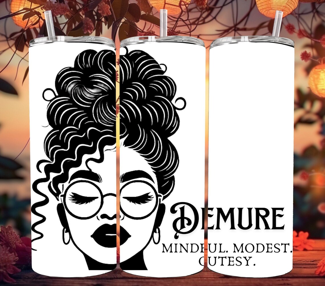 Demure Mindful Modest Cutesy Png Svg Afro Messy Bun Black Woman Very ...
