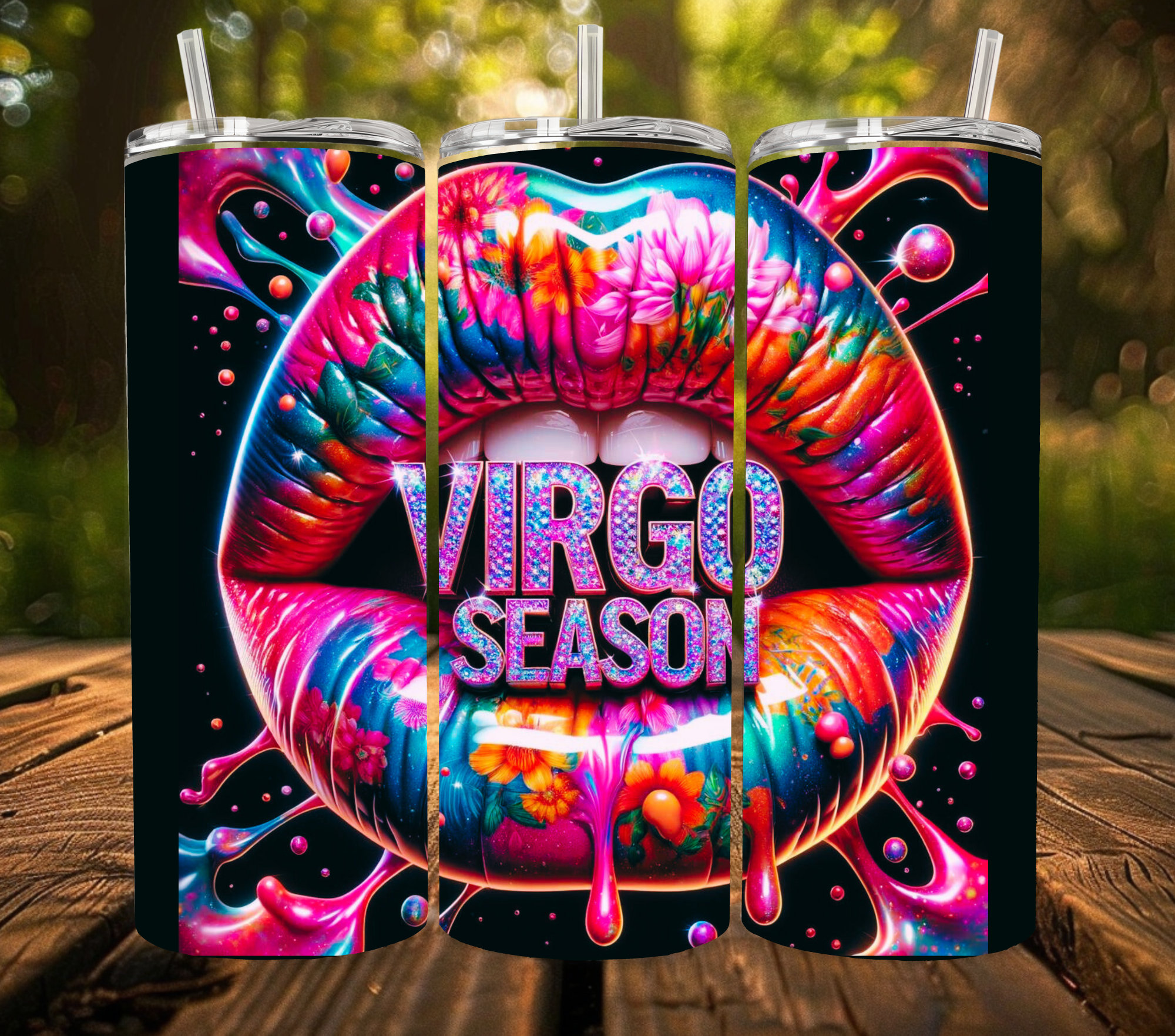 Virgo Season Png Cosmic Lips Tumbler Wrap Zodiac Sign 20oz Skinny ...