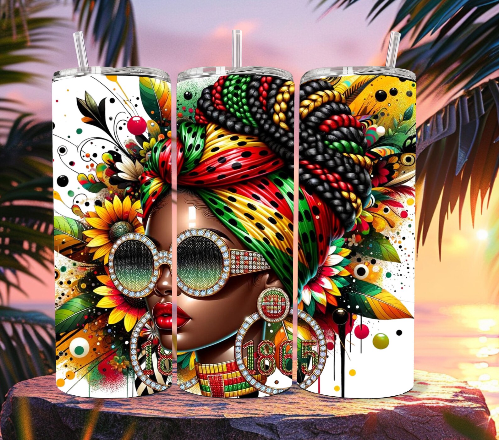 Juneteenth 20oz Floral Dot Afro Messy Bun Tumbler Wrap Svg, African ...