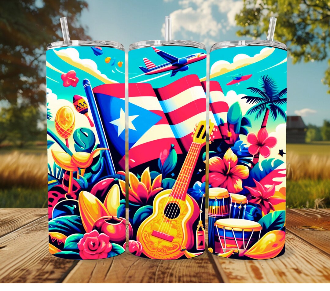 Puerto Rico Tumbler Wrap PNG Boricua 20oz Straight Skinny Tumbler ...