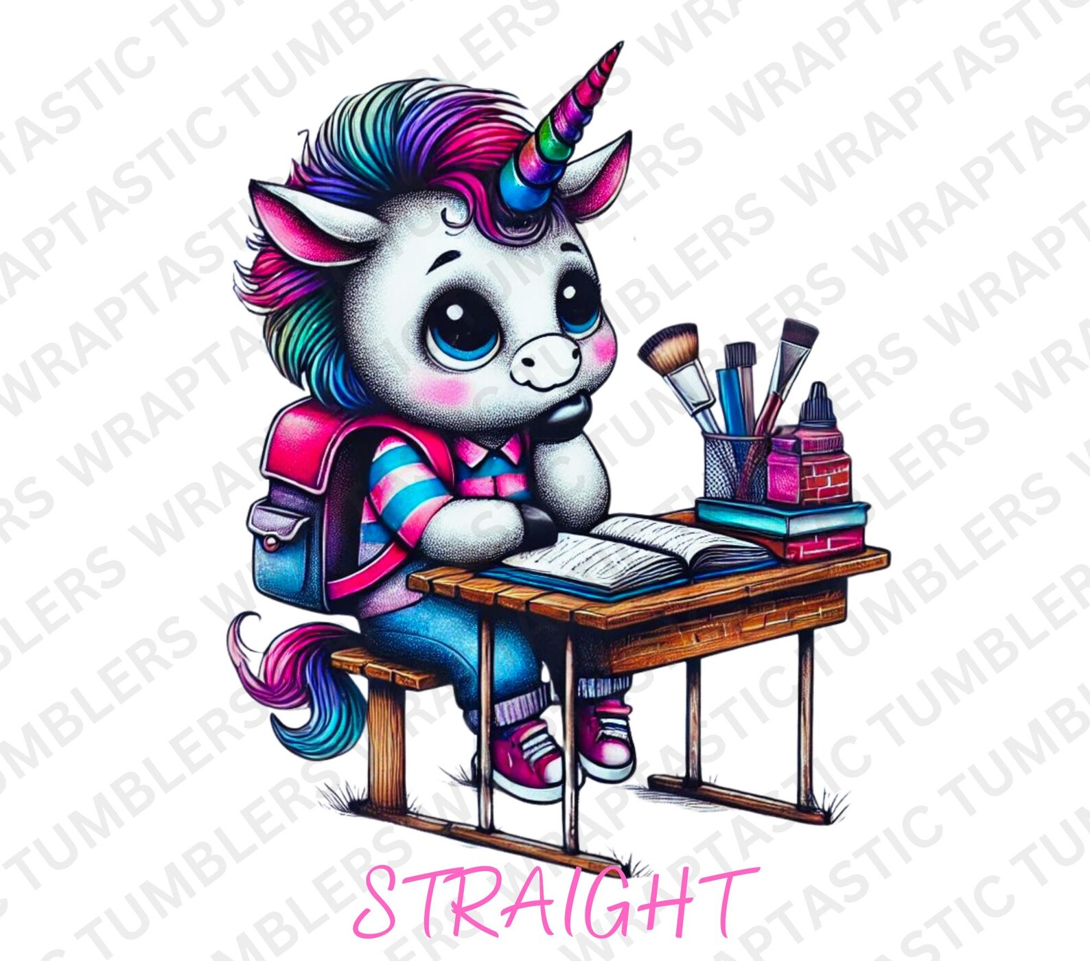 Cute Unicorn Kids Tumbler Wrap, Back to School Png Svg, Classroom Png ...