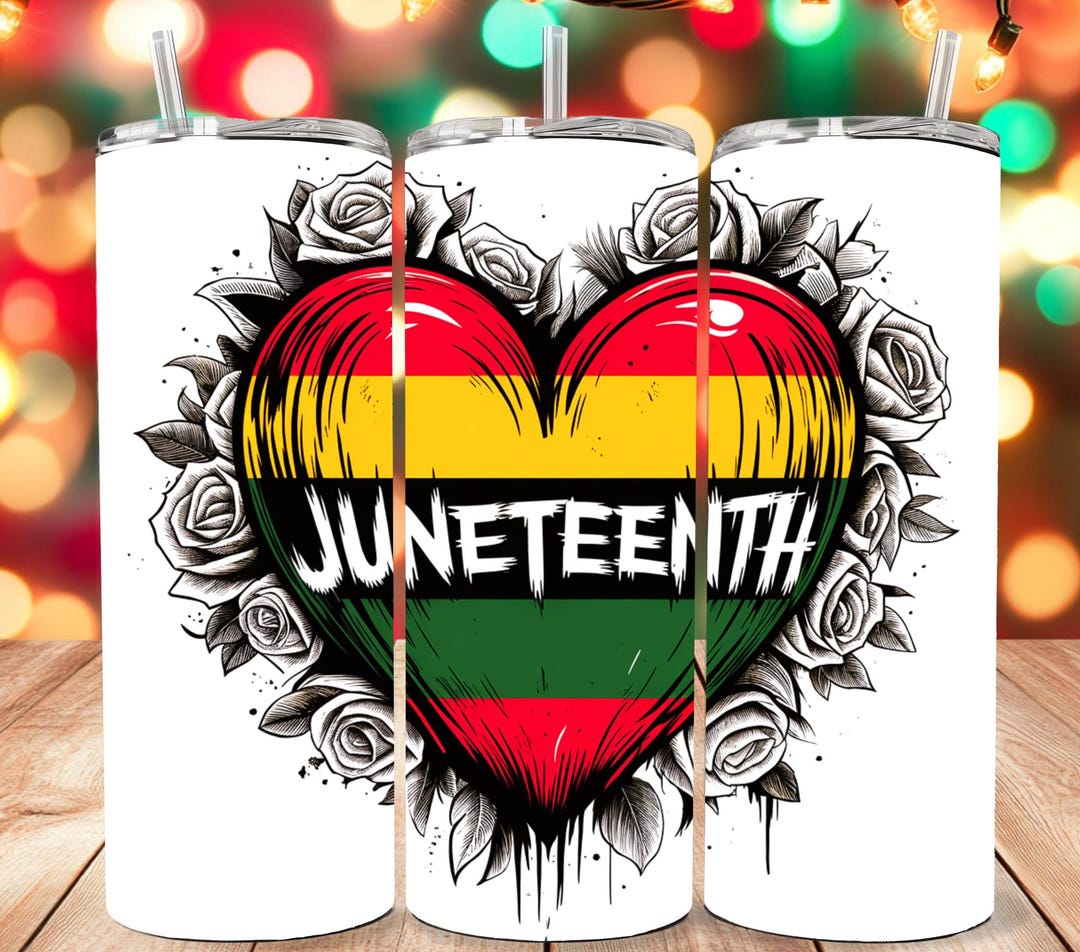 Juneteenth They Not Like Us 20oz Skinny Heart Roses Tumbler Wrap Png ...