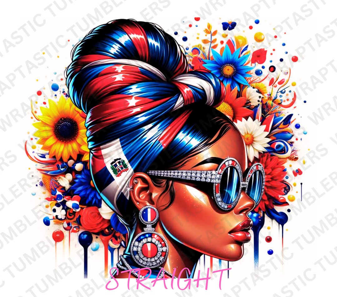 Dominican Girl 20oz Tumbler Wrap Svg Messy Bun Dominicana Dominican ...