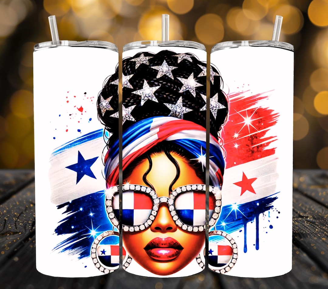 Panama Latina Woman 20oz Tumbler Wrap: Afro Messy Bun PNG - Etsy