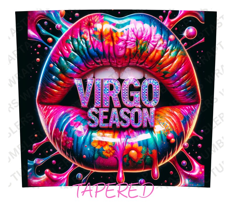 Virgo Season Tumbler Wrap: Cosmic Lips, Zodiac Astrology (PNG) - Etsy
