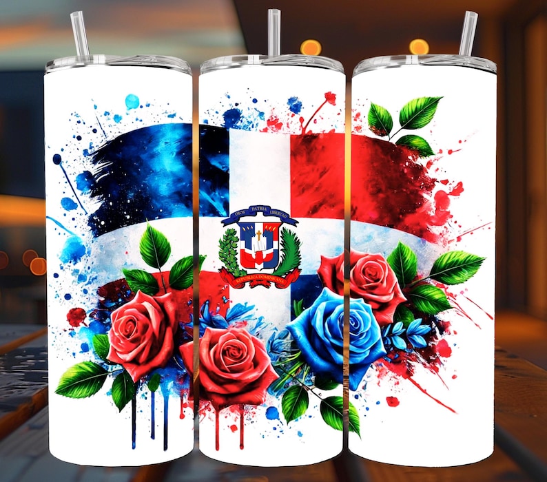 Dominican Republic Flag Tumbler Wrap: Pop Art 20oz Skinny Tumbler ...