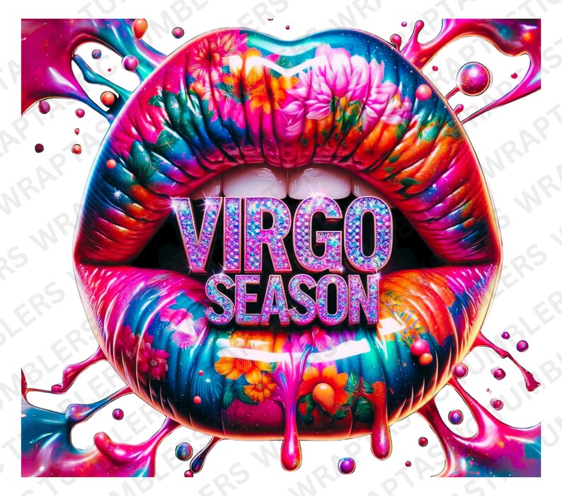 Virgo Season Png Cosmic Lips Tumbler Wrap Zodiac Sign 20oz Skinny ...