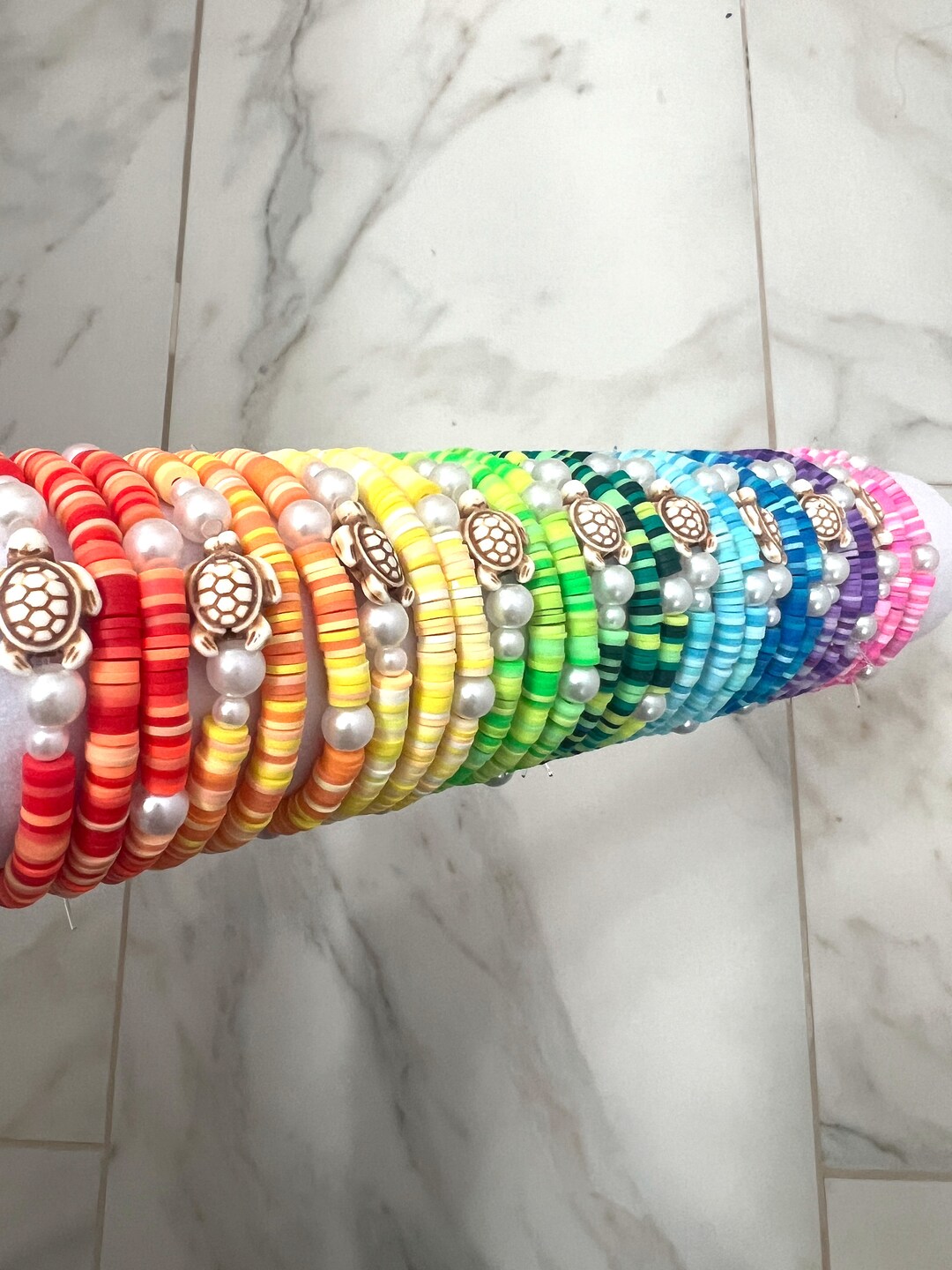 Turtle Shell Bracelet 3-pack L Clay Bead Bracelets - Etsy