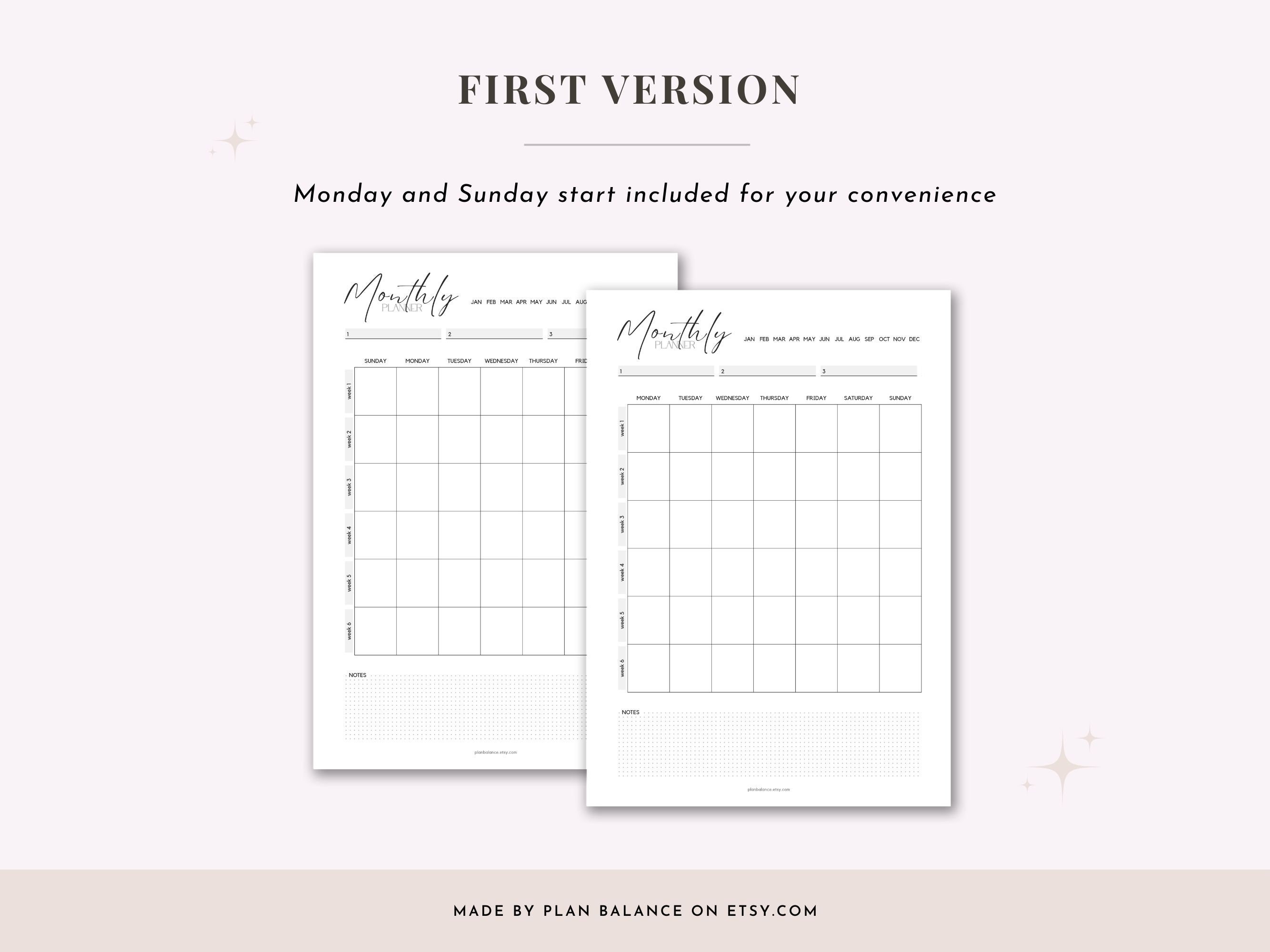 Simple Monthly Planner Printable Template, Monthly Overview ...