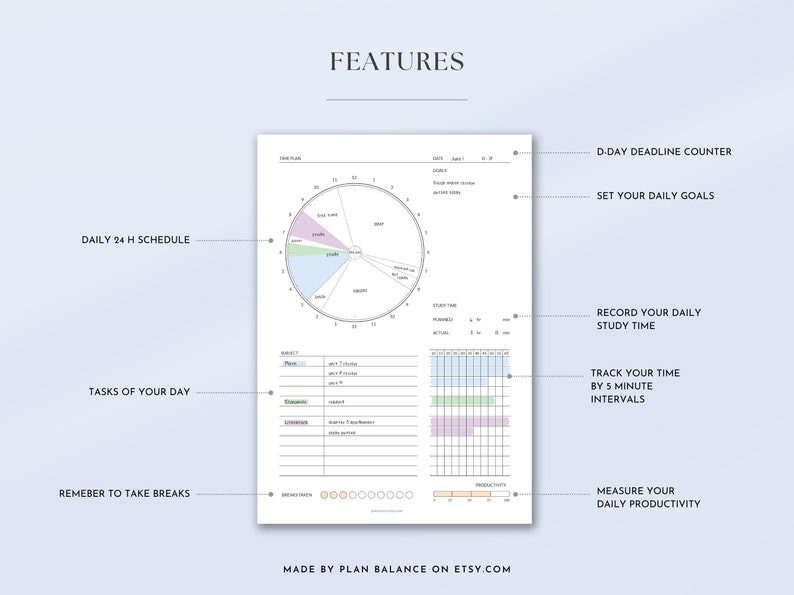 24 Hour Circular Study Planner, Pie Chart Daily Hourly Schedule, ADHD ...