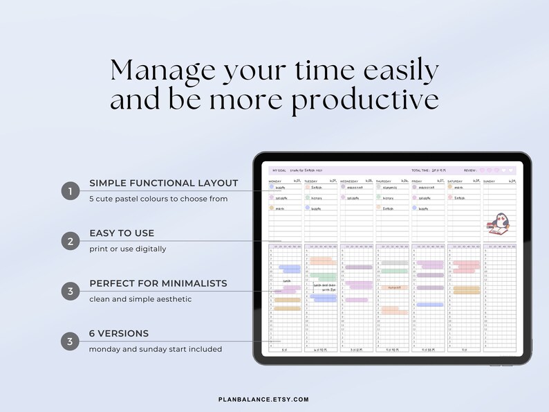 Weekly Study Tracker Printable Schedule, 10 Minute Time Block Planner ...