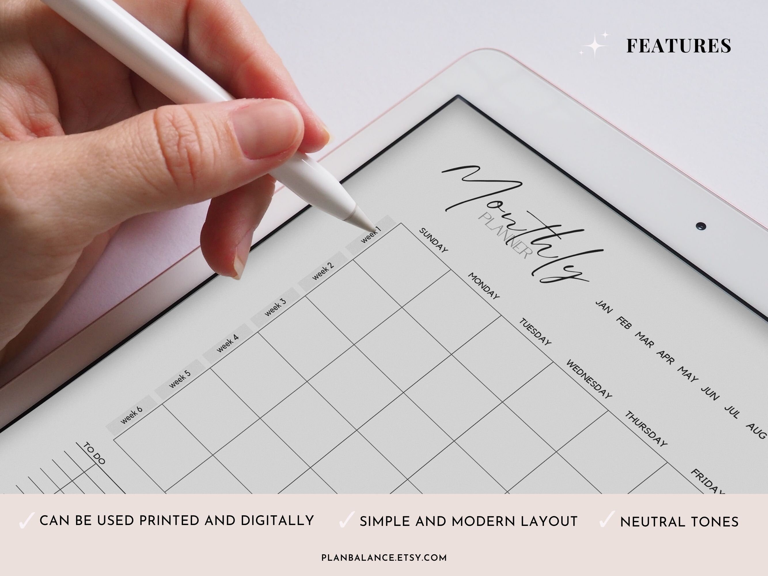 Simple Monthly Planner Printable Template, Monthly Overview ...