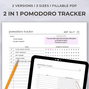 Pomodoro Tracker Printable, Editable Daily Project Template, Study ...