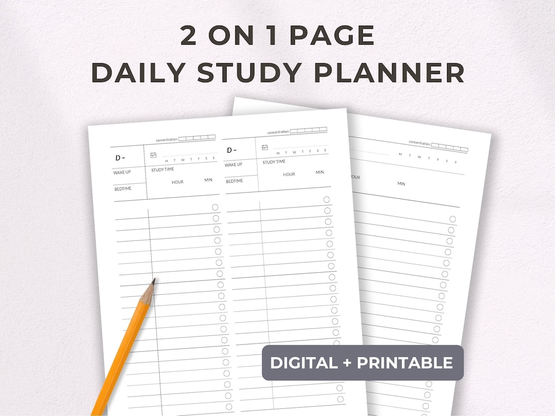 Student Daily Schedule Printable, Study Session Planner Template With D ...