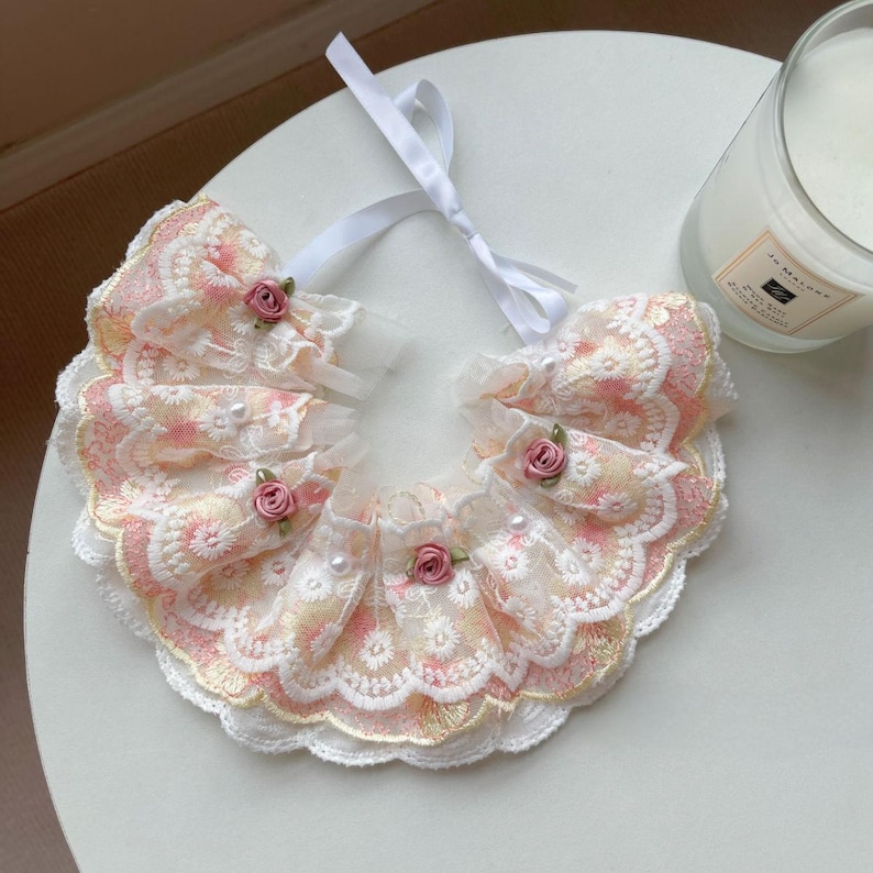 Handmade Rose and Lace Collar for Pet Cats and Dogs, Pet Party, Wedding ...