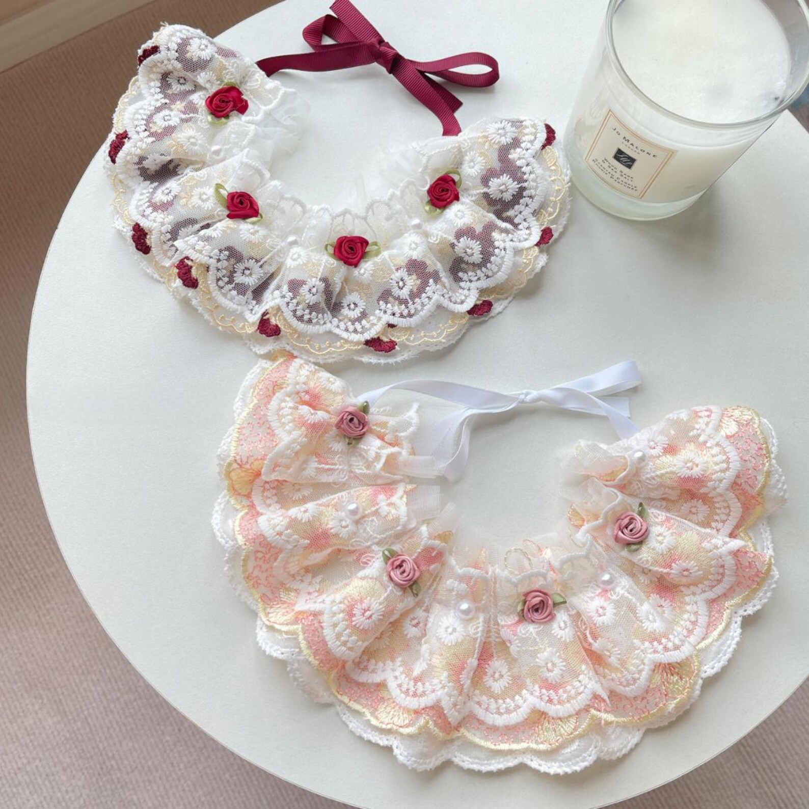 Handmade Rose and Lace Collar for Pet Cats and Dogs, Pet Party, Wedding ...