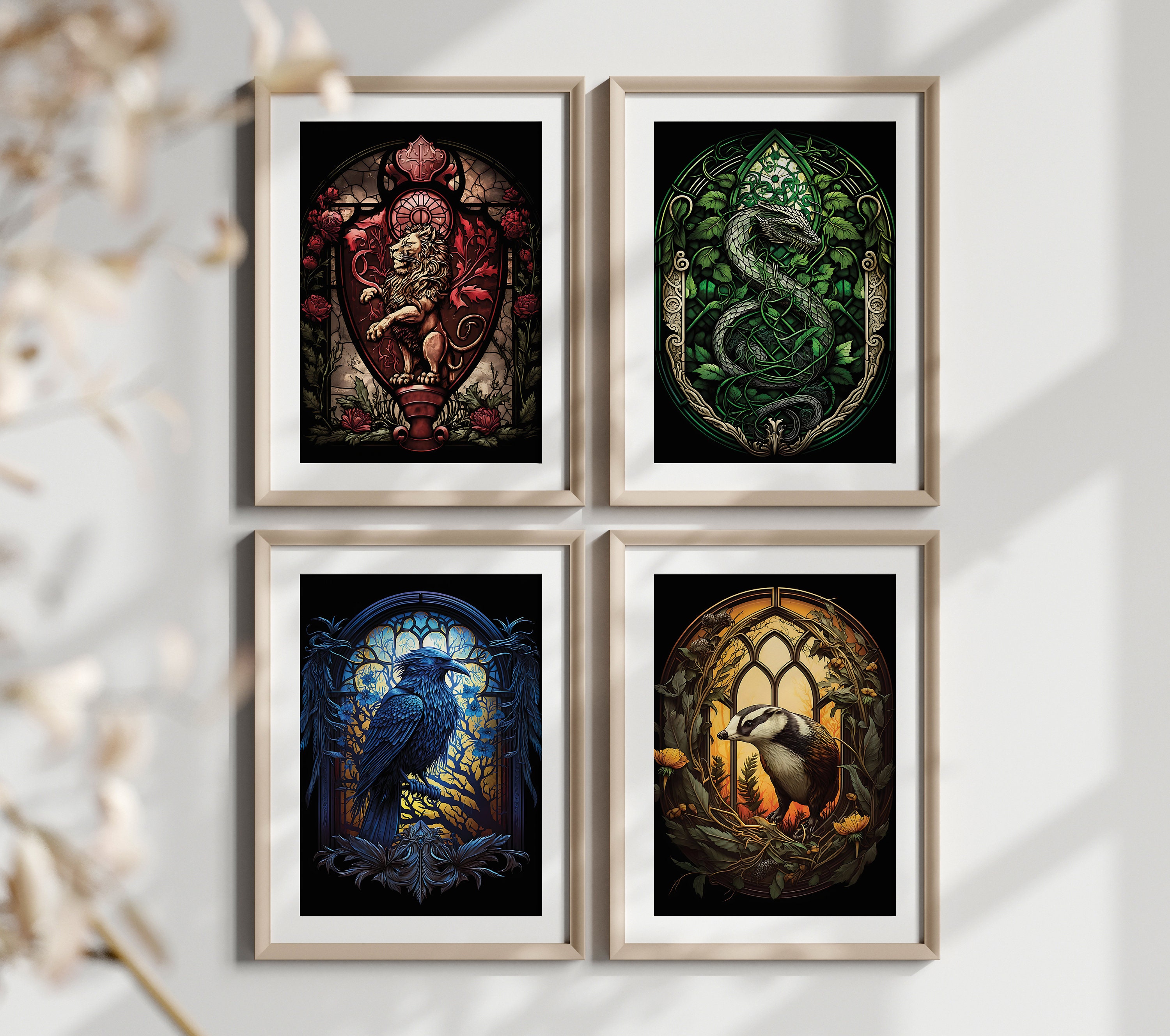 Set of 4 Printable House Posters, Magical Wizarding School Prints ...