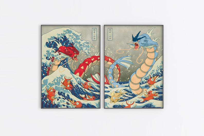 Set of 2 Pokemon Poster Printable PDF, Pokemon Wall Art Print, Pokemon ...